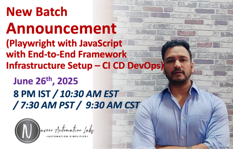Playwright Javascript/Typescript Training - 26th June 2025 [ 8 PM IST / 10:30 AM EST ...